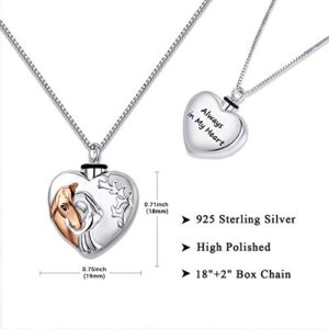 JUSTKIDSTOY Cremation Jewelry Sterling Silver Girls Embraced Horse Urn Necklace for Ashes Cremation Keepsake Necklace Gifts for Women