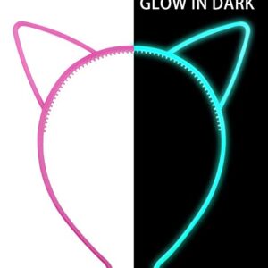 Suyegirl Cat Ear Headbands for Girls, 6 Pcs Glow Dark Headbands For Women, Halloween Hair Accessories for Women, Hair Hoop Tiara for Party Cosplay