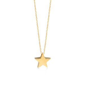 14k real gold tiny star necklace for women | star and moon necklaces in 14k gold | star pendant necklaces | dainty celestial jewelry | gifts for christmas, 18"