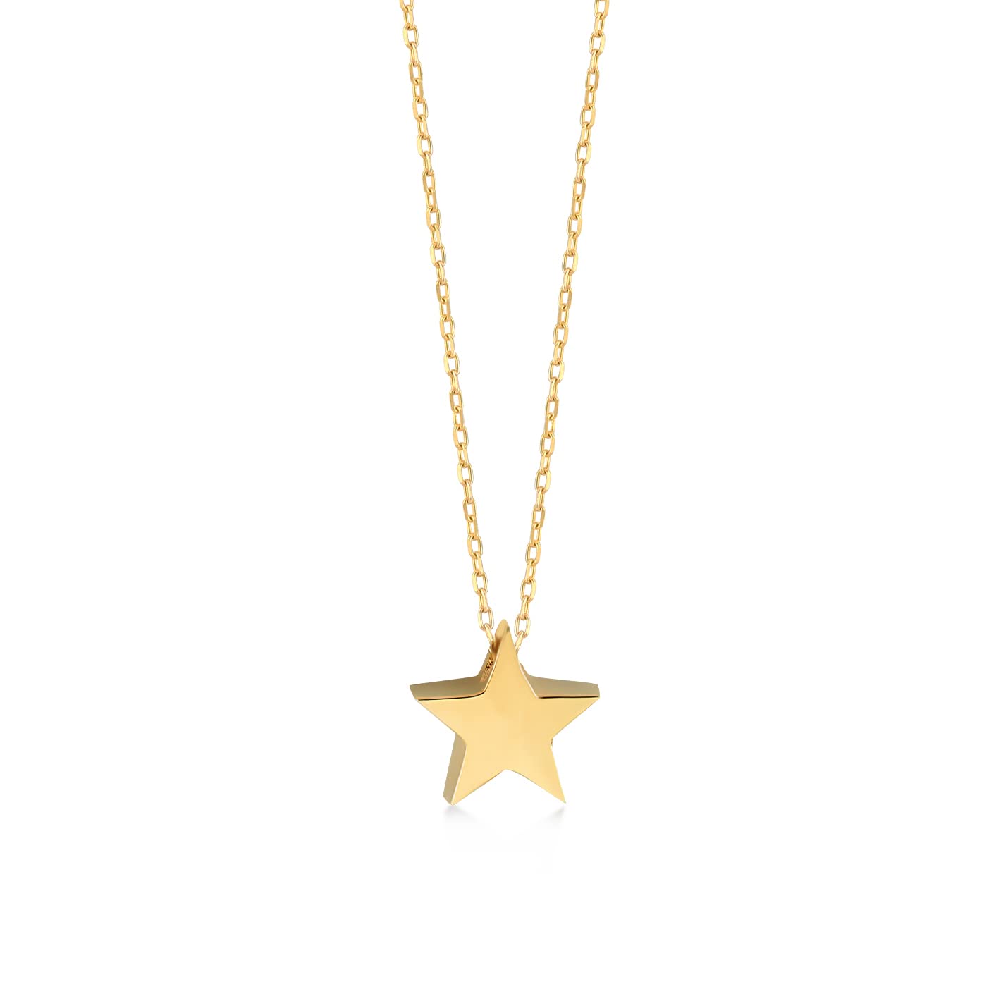 14k Real Gold Tiny Star Necklace for Women | Star and Moon Necklaces in 14k Gold | Star Pendant Necklaces | Dainty Celestial Jewelry | Gifts for Christmas, 18"