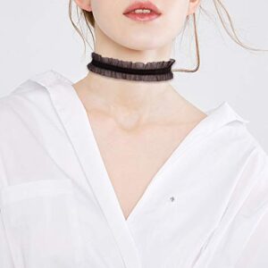 MOYI Lace Velvet Choker Necklace Cute Adjusted Dainty Party Dress Jewelry Gift for Women Girls (Black)