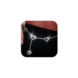 dresbe rhinestone belly waist chain silver heart body chains party body jewelry accessories for women