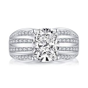 AINUOSHI Cushion Cut Cubic Zirconia Engagement Rings for Women Sterling Silver CZ Rings for Women Wedding Band (CUSHION CUT 9x9MM, 6.5)