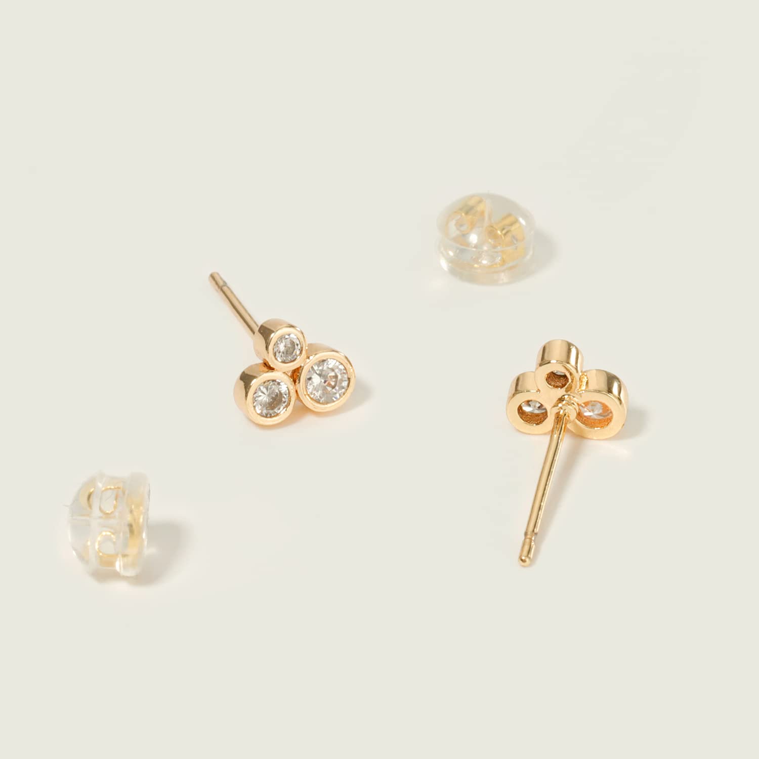 MEVECCO Tiny Beads Stud Earrings for Women 18K Gold Plated Stud Earrings Dainty Pave CZ Mini Cute Flower Simple Delicate Minimalist Stud Earrings Gift for Her