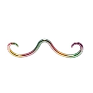 bodyjewelryonline septum ring mustache design, anodized surgical steel, rainbow color mustache ring 16 gauge