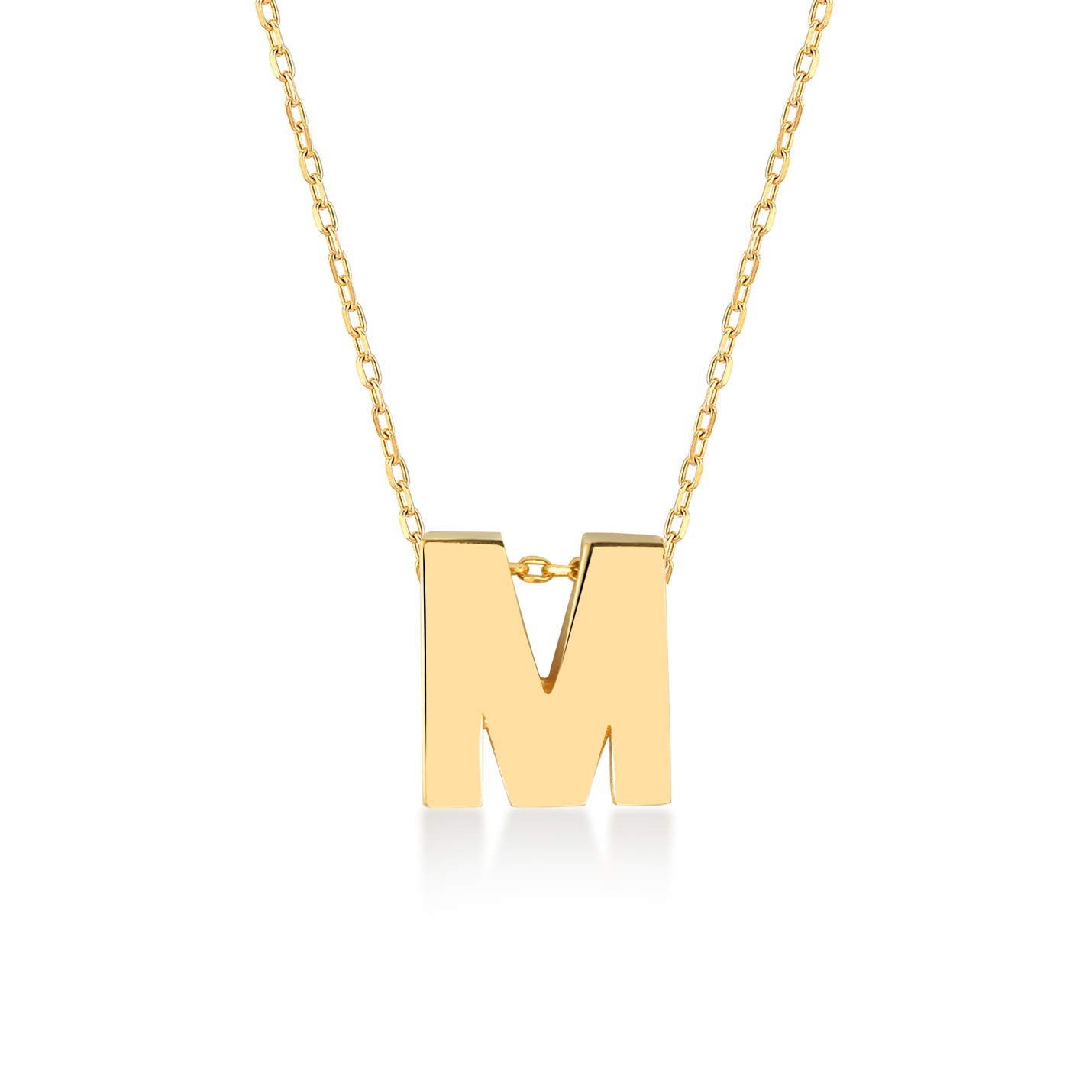 GELIN 14K Solid Gold Initial Necklace for Women | 14k Yellow Gold Custom Letter Pendant Necklace | Simple 14k Gold Alphabet Necklace, 18" (M)