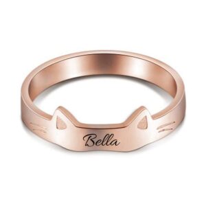 suxerlry 925 sterling silver customized pet cat ear custom name engraved rings plated jewelry rose gold