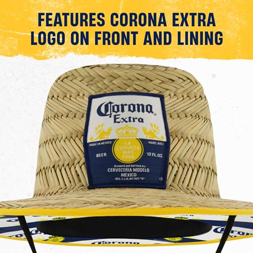 Corona Extra Sun Hat, Adult Large Wide Brim Straw Lifeguard Cap for Men and Women, Beach and Pool Accessories, Brown, One Size