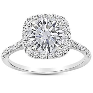 2.5 carat classic lab 14k white gold synthetic lab grown round classic igi certified diamond engagement ring (2 ct, h-i color, vs1-vs2 clarity center)