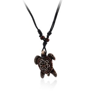 Pingyongchang Artificial Bone Carving Sea Turtles Pendant Necklaces Gifts for Women Men Adjustable Rope 6/10 Pcs -10Pcs