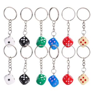 kesyoo 12pcs dice keychain creative key holder keychains for fathers birthday gifts(mixed colors)