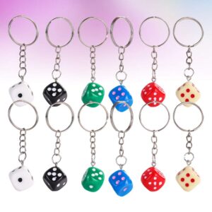 KESYOO 12pcs Dice Keychain Creative Key Holder Keychains for Fathers Birthday Gifts(Mixed Colors)