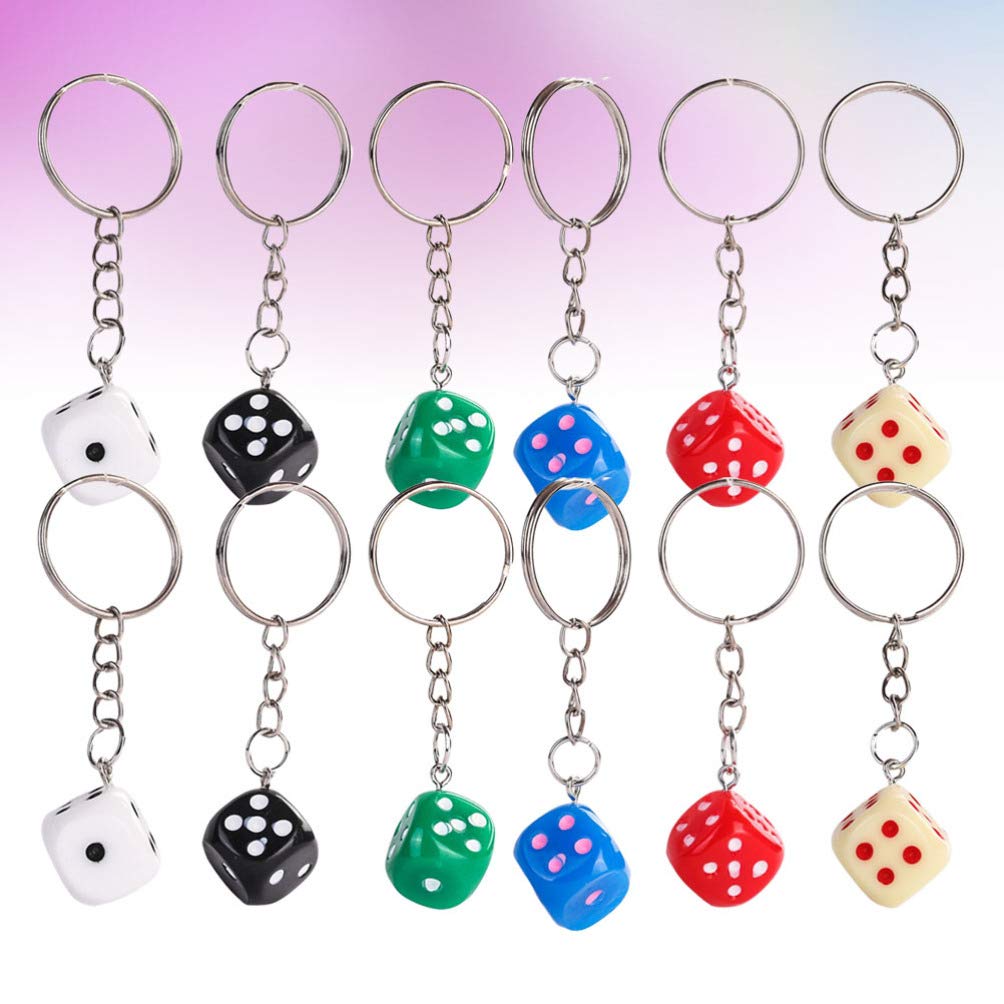 KESYOO 12pcs Dice Keychain Creative Key Holder Keychains for Fathers Birthday Gifts(Mixed Colors)