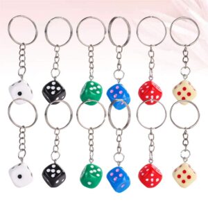 KESYOO 12pcs Dice Keychain Creative Key Holder Keychains for Fathers Birthday Gifts(Mixed Colors)