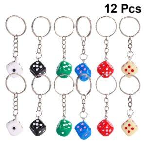 KESYOO 12pcs Dice Keychain Creative Key Holder Keychains for Fathers Birthday Gifts(Mixed Colors)