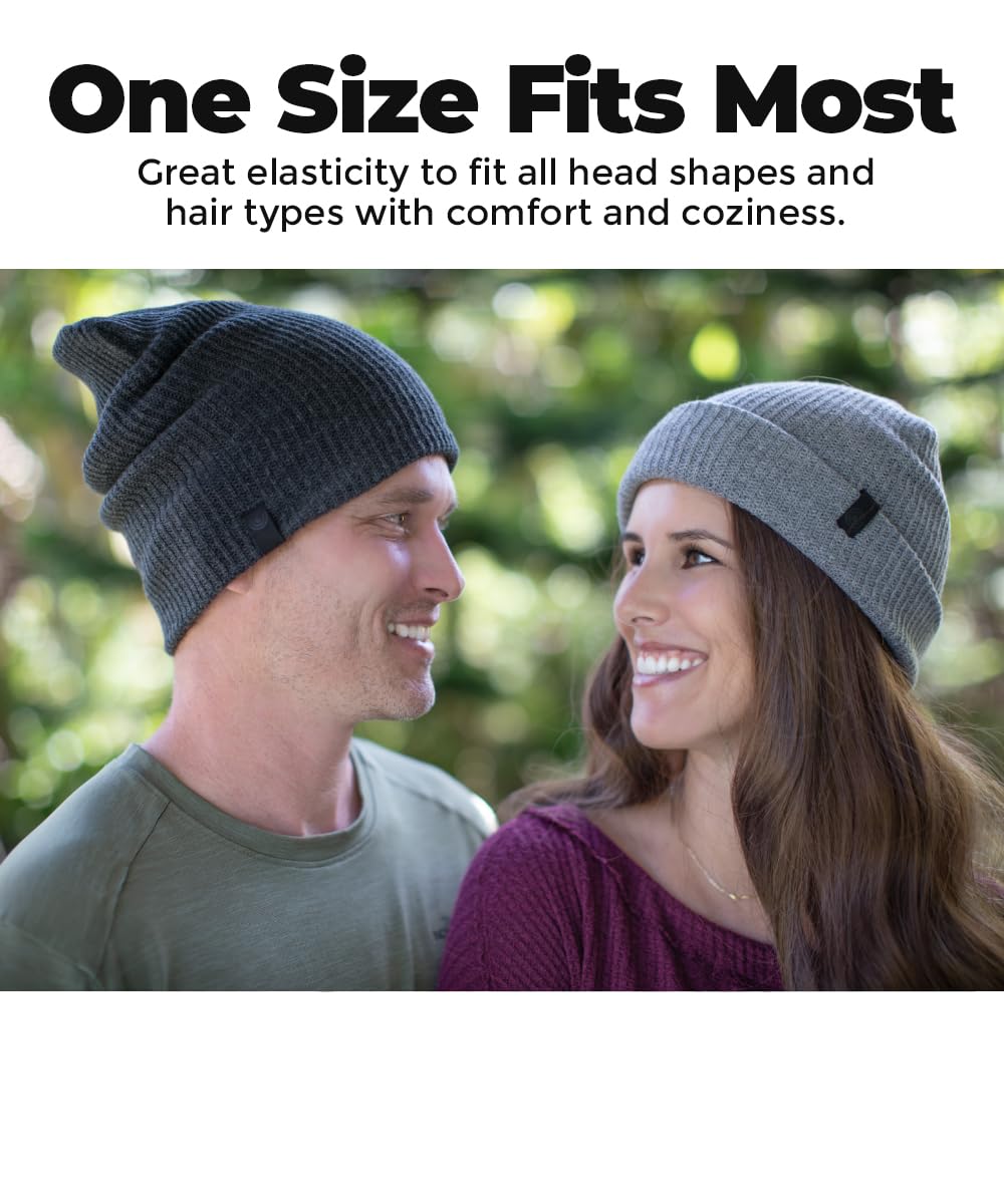 Revony Stretchy & Soft Ribbed Beanie - Extra Cozy, Extra Slouch - Perfect Winter Beanie for Men & Women Charcoal