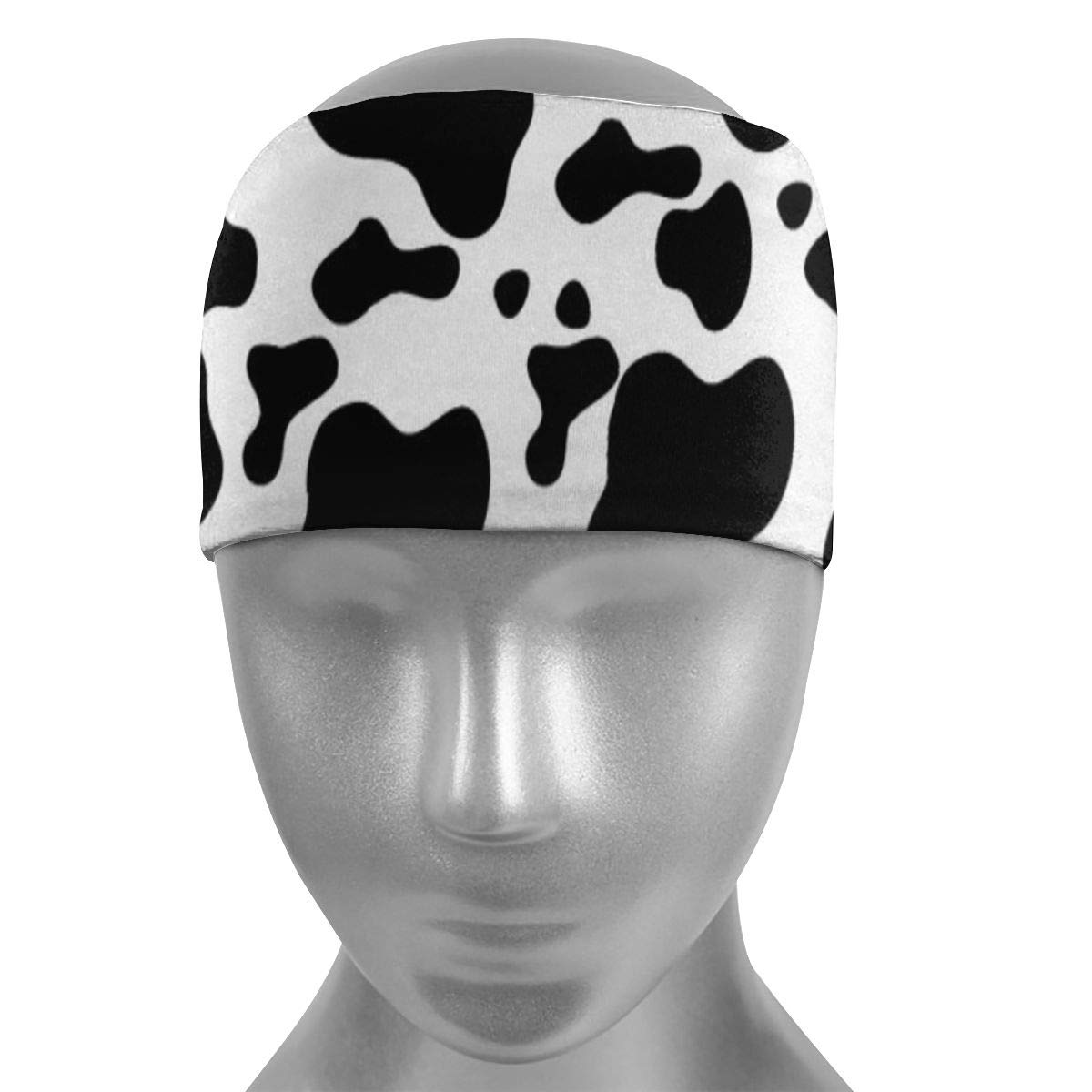 Sports sweatband for fits All Men and Women Moisture Wicking weat Workout Headbands for Running, Yoga, Non-Slip Hairband Black White Milk Cow Spots Print Headbands