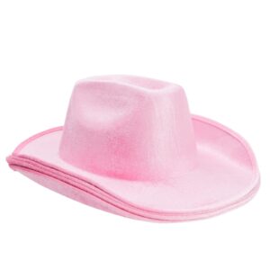 Zodaca 4-Pack Pink Felt Cowboy Hats - Bulk Pack of Cowboy Hats for Women, Girls, Men, Birthday, Party, Bachelorette (Adult Size)