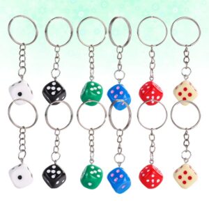 KESYOO 12pcs Dice Keychain Creative Key Holder Keychains for Fathers Birthday Gifts(Mixed Colors)