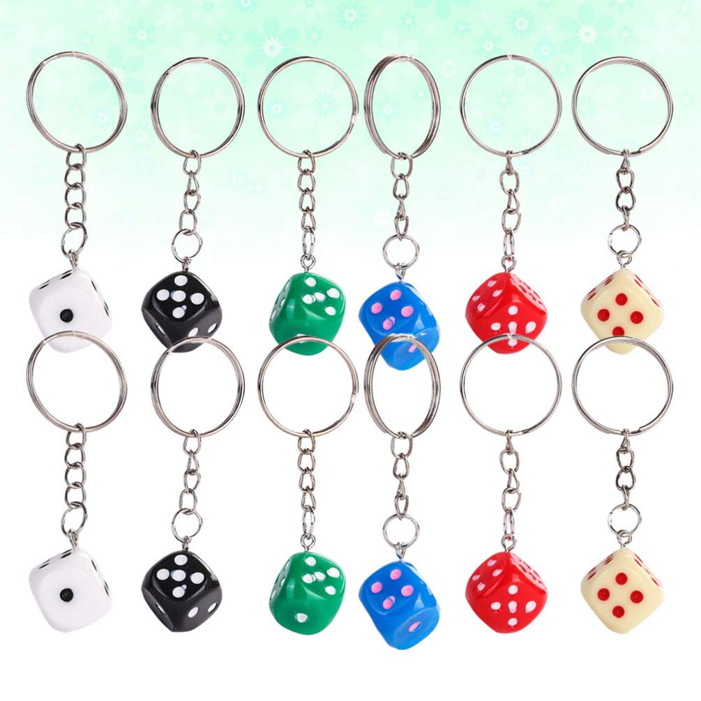 KESYOO 12pcs Dice Keychain Creative Key Holder Keychains for Fathers Birthday Gifts(Mixed Colors)