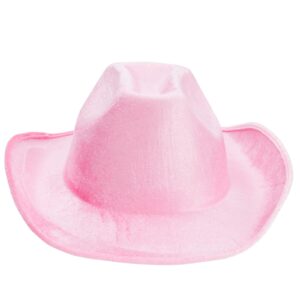 Zodaca 4-Pack Pink Felt Cowboy Hats - Bulk Pack of Cowboy Hats for Women, Girls, Men, Birthday, Party, Bachelorette (Adult Size)