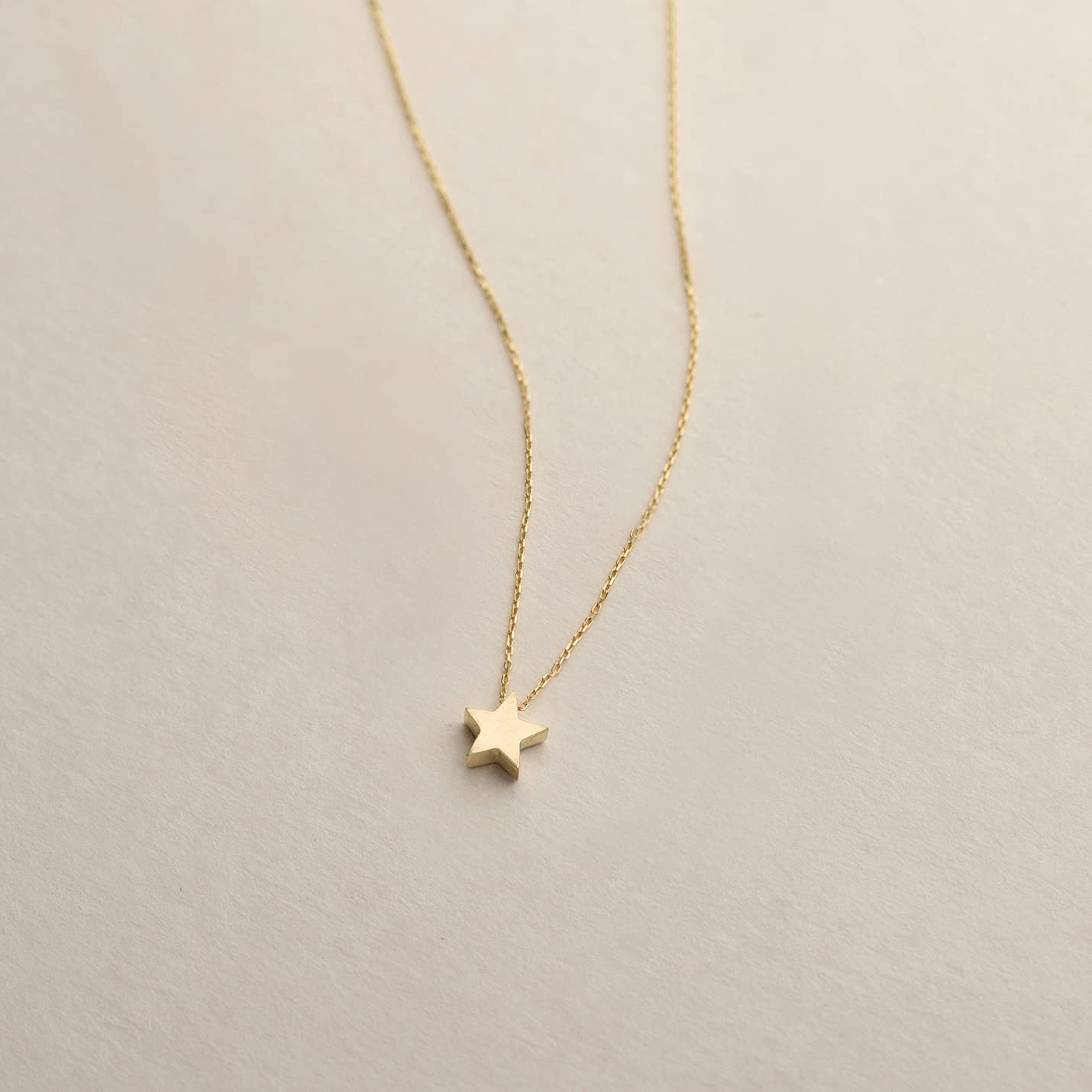 14k Real Gold Tiny Star Necklace for Women | Star and Moon Necklaces in 14k Gold | Star Pendant Necklaces | Dainty Celestial Jewelry | Gifts for Christmas, 18"