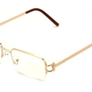 V.W.E. Rectangular Frame Clear Lens Designer Half Rim Eye Glasses (Gold)