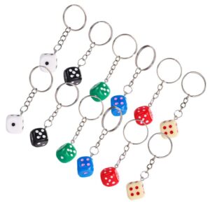 KESYOO 12pcs Dice Keychain Creative Key Holder Keychains for Fathers Birthday Gifts(Mixed Colors)