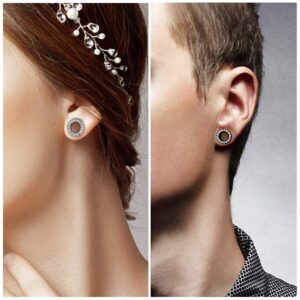 5 Pairs Ear Gauges CZ Diamond Plugs Tunnels Stainless Steel Dangle Cross Earring Expander Stretcher Piercing 0g