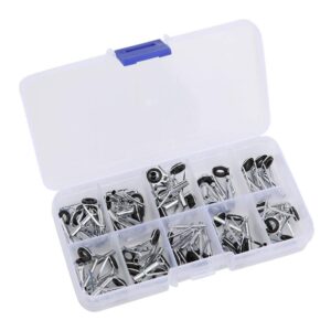 enrilior fishing top guide sizing gauge fuji rod tips guide rod guides,54 pcs stainless steel tip rings with storage box fish tackle accessories kit