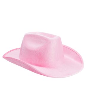 Zodaca 4-Pack Pink Felt Cowboy Hats - Bulk Pack of Cowboy Hats for Women, Girls, Men, Birthday, Party, Bachelorette (Adult Size)