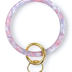 Heesch Bangle Key Ring Bracelet Keychain Key Ring Bracelet for Women, Acetate Circle Keyring for Wrist (Pink & Blue)