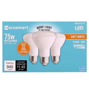 EcoSmart 75-Watt Equivalent BR20 Dimmable Energy Star LED Light Bulb Soft White (6-Pack)