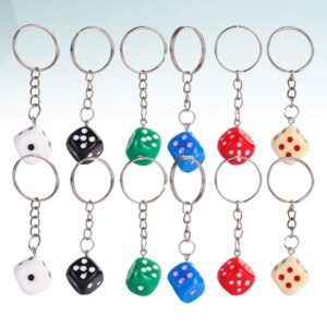 KESYOO 12pcs Dice Keychain Creative Key Holder Keychains for Fathers Birthday Gifts(Mixed Colors)