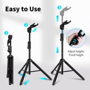 GUITTO Guitar Stand - Universal Portable Guitar Stand Adjustable Folding Hanging Guitar Floor Stands for Acoustic, Classical, Electric, Bass GGS-06