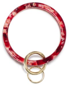 heesch bangle key ring bracelet keychain key ring bracelet for women, acetate circle keyring for wrist (red)