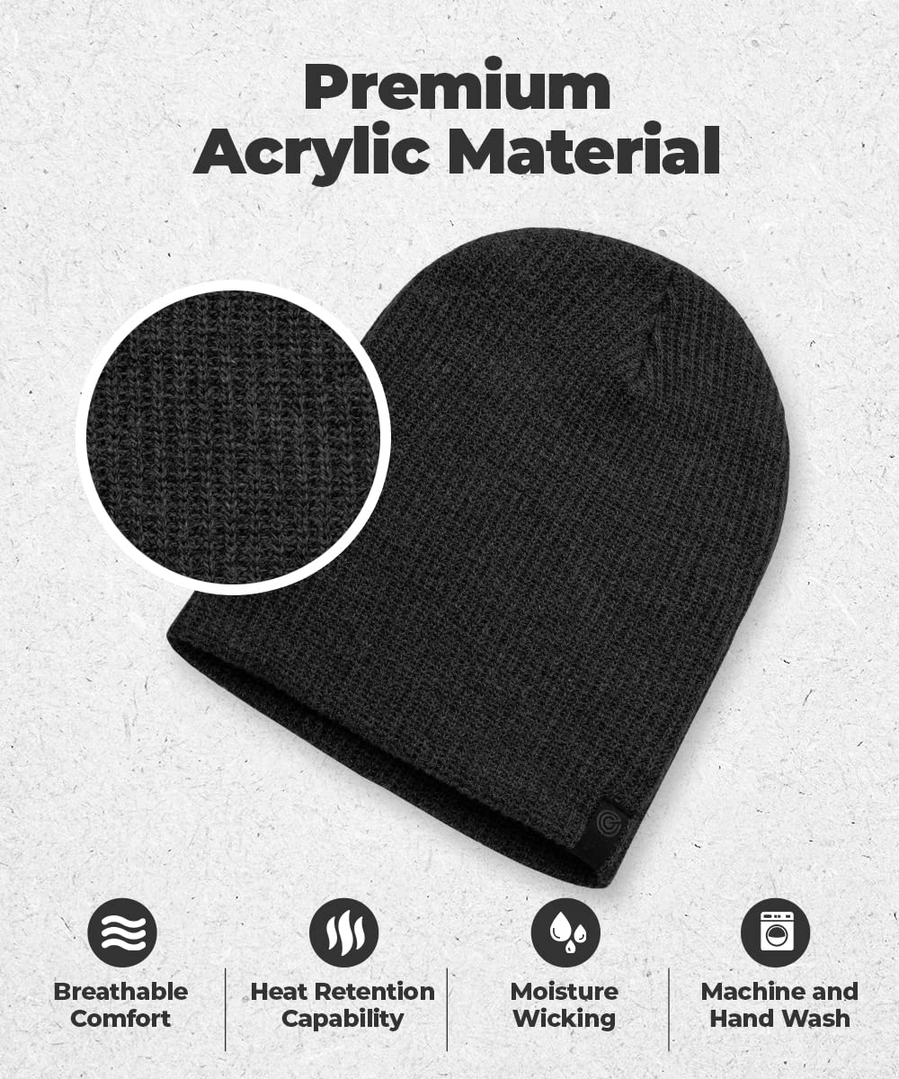 Revony Stretchy & Soft Ribbed Beanie - Extra Cozy, Extra Slouch - Perfect Winter Beanie for Men & Women Charcoal