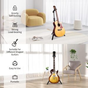 GUITTO Guitar Stand - Universal Portable Guitar Stand Adjustable Folding Hanging Guitar Floor Stands for Acoustic, Classical, Electric, Bass GGS-06