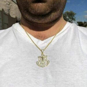 HarlemBling Solid 925 Sterling Silver -Jesus On Anchor Cross Pendant - Hip Hop Iced - Natural Silver Or Two Tone Gold Finish (Two Tone)