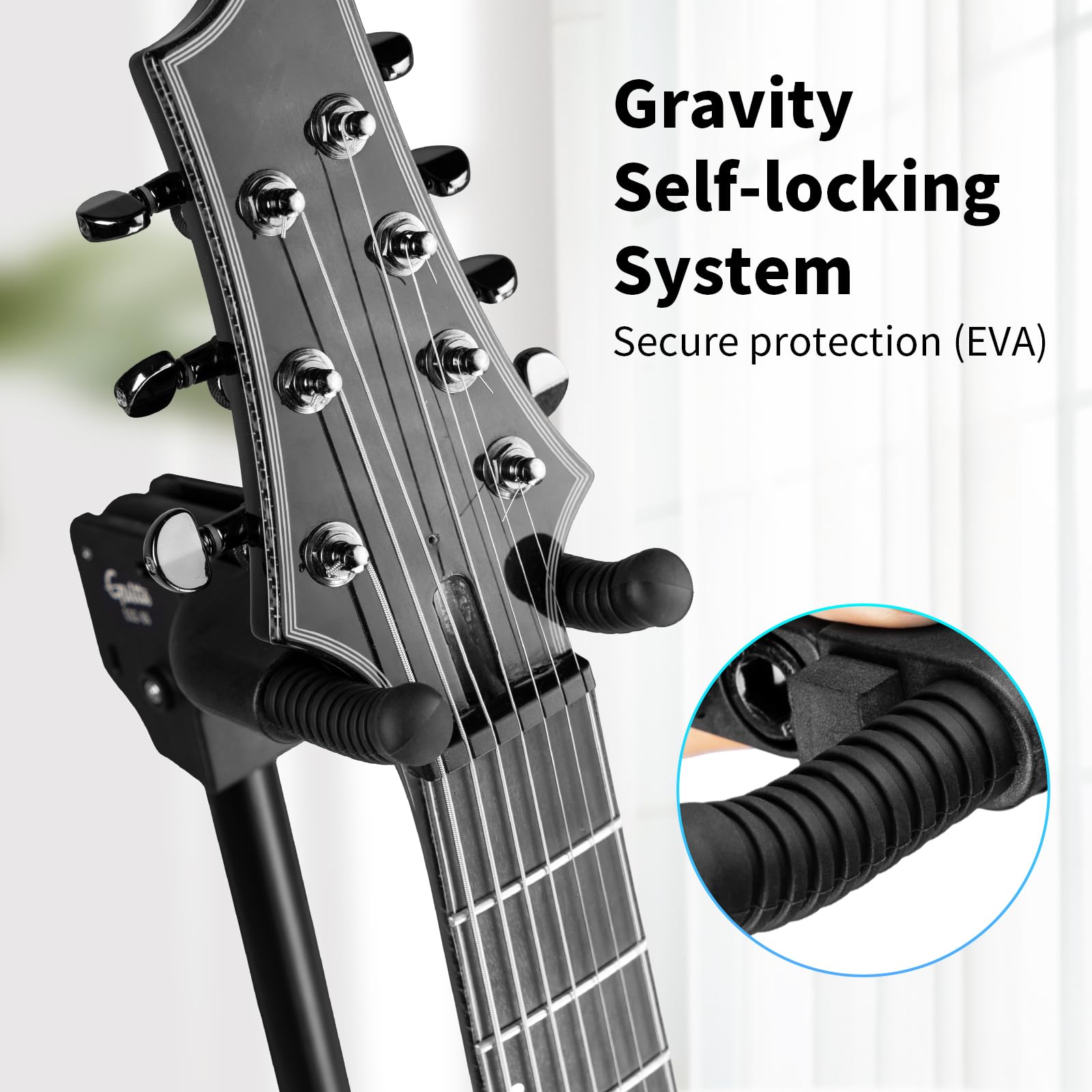 GUITTO Guitar Stand - Universal Portable Guitar Stand Adjustable Folding Hanging Guitar Floor Stands for Acoustic, Classical, Electric, Bass GGS-06