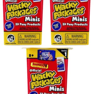 Worlds Smallest Wacky Packages Minis Series 1 Mystery Pack (Bundle of 3)