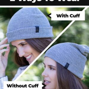 Revony Stretchy & Soft Ribbed Beanie - Extra Cozy, Extra Slouch - Perfect Winter Beanie for Men & Women Charcoal