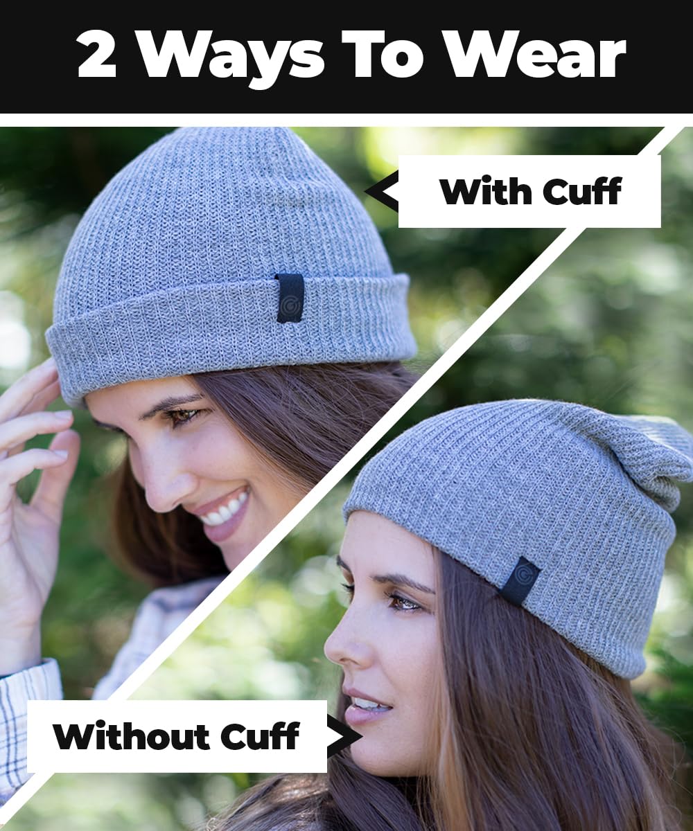 Revony Stretchy & Soft Ribbed Beanie - Extra Cozy, Extra Slouch - Perfect Winter Beanie for Men & Women Charcoal