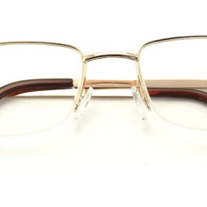 V.W.E. Rectangular Frame Clear Lens Designer Half Rim Eye Glasses (Gold)