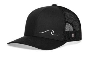 haka wave embroidered trucker hat, outdoor hat for men & women, adjustable baseball cap, mesh snapback, golf hat black