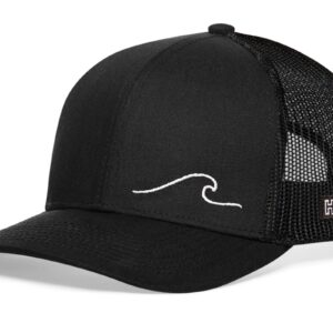 HAKA Wave Embroidered Trucker Hat, Outdoor Hat for Men & Women, Adjustable Baseball Cap, Mesh Snapback, Golf Hat Black