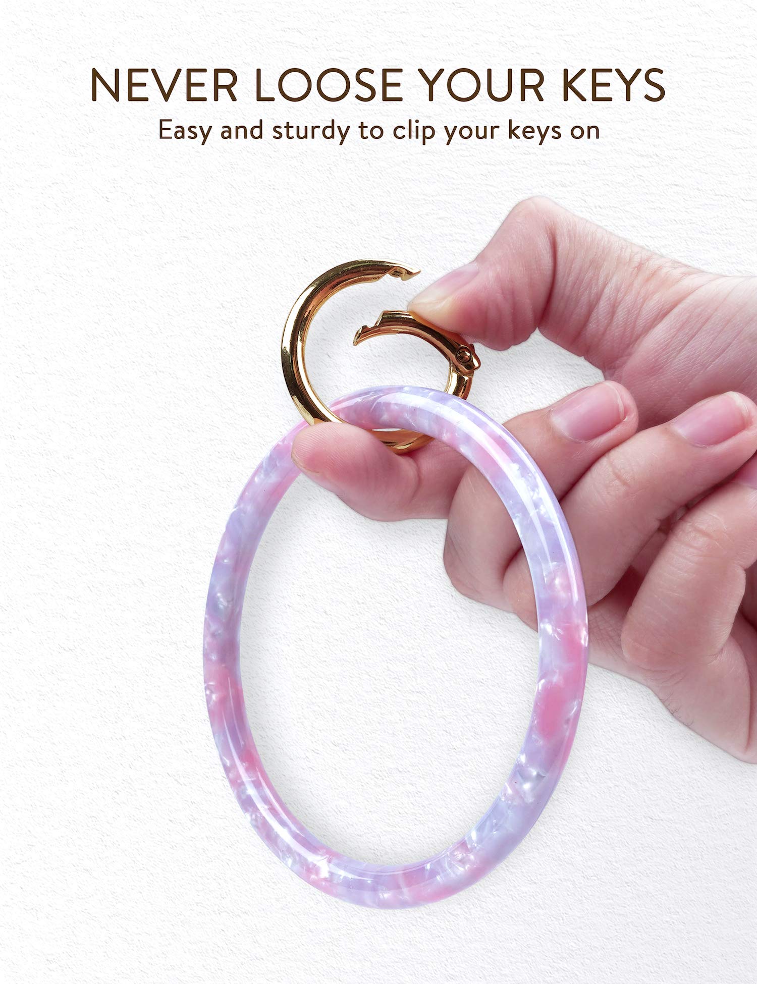 Heesch Bangle Key Ring Bracelet Keychain Key Ring Bracelet for Women, Acetate Circle Keyring for Wrist (Pink & Blue)