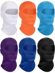 6 pieces ski mask kids balaclava winter windproof face covering breathable neck gaiter for winter outdoor activities (white, sky blue, orange, dark blue, purple, black, large)