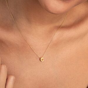 GELIN 14K Solid Gold Initial Necklace for Women | 14k Yellow Gold Custom Letter Pendant Necklace | Simple 14k Gold Alphabet Necklace, 18" (M)