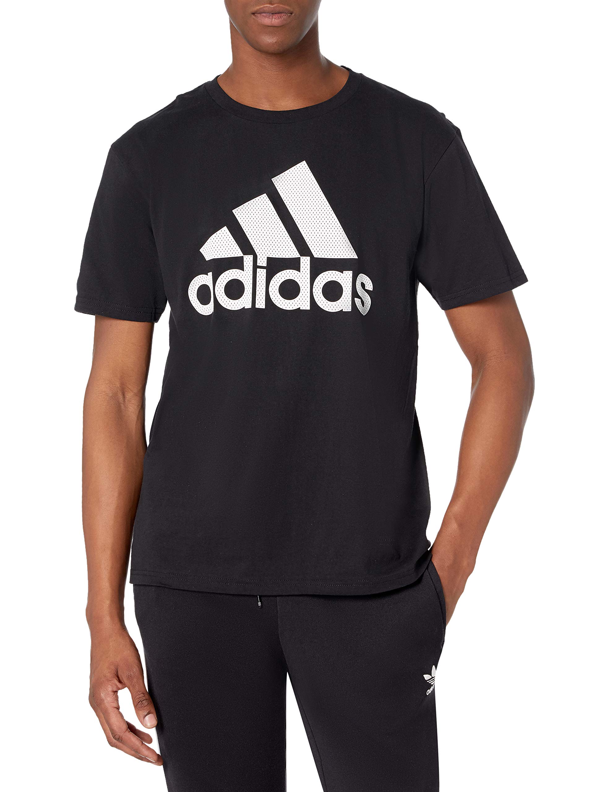 adidas mens Go-To Short Sleeve Tee Black/White Medium